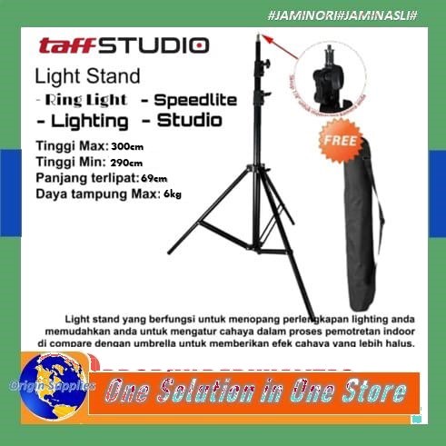 Jual Light Stand Taffstudio 3 Meter + TAS Lightstand Ring Light Flash ...