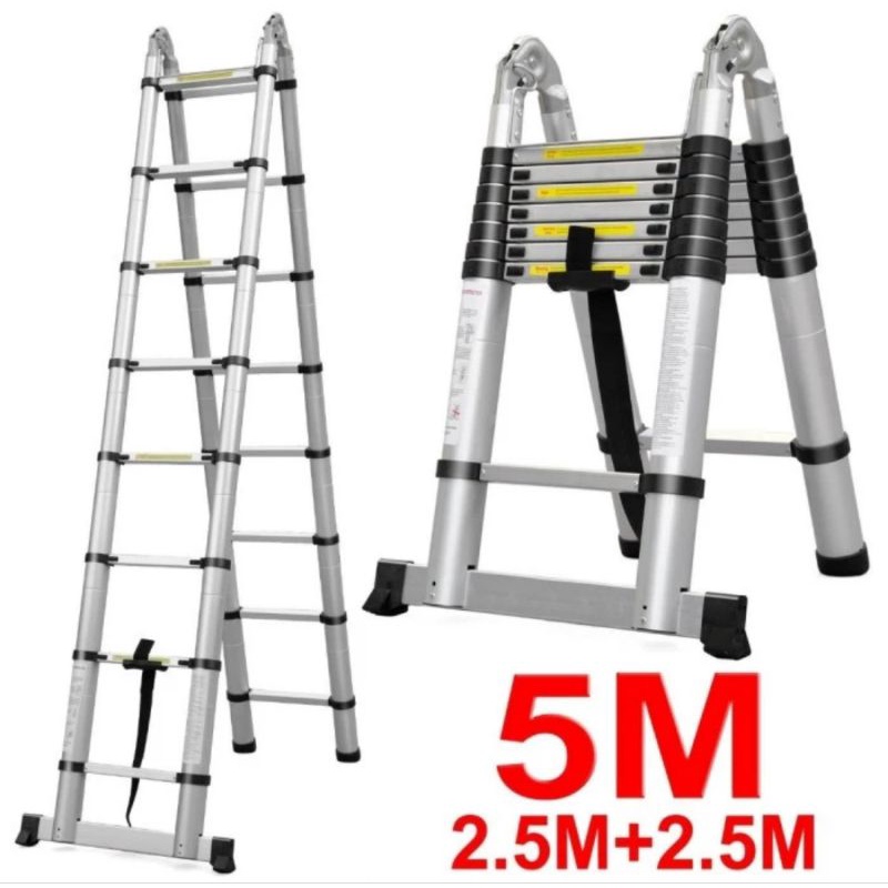 Jual tangga aluminium teleskopik 5 meter dobel | Shopee Indonesia