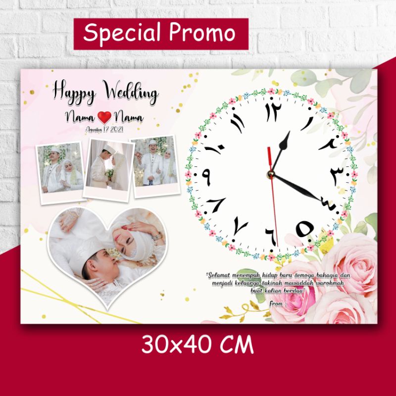 Jual JAM DINDING CUSTOM KAYU FOTO HADIAH PERNIKAHAN WEDDING ULTAH ULANG ...