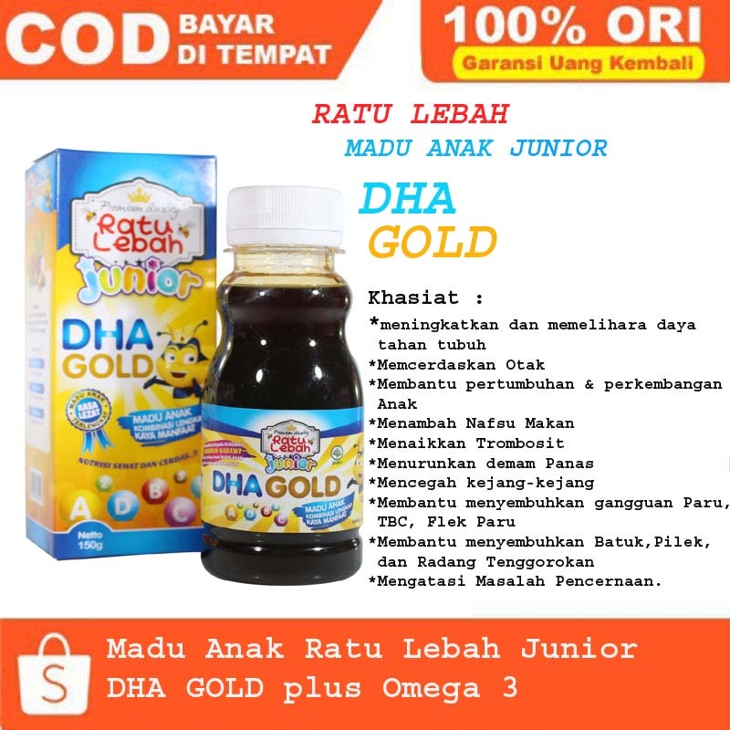 Jual Madu Anak Ratu Lebah Junior DHA GOLD plus Omega 3 isi 150gr ...