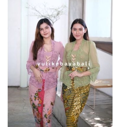 Jual Set Kebaya Bali Bordir Premium Lengan Lonceng Puffy | Yuli ...