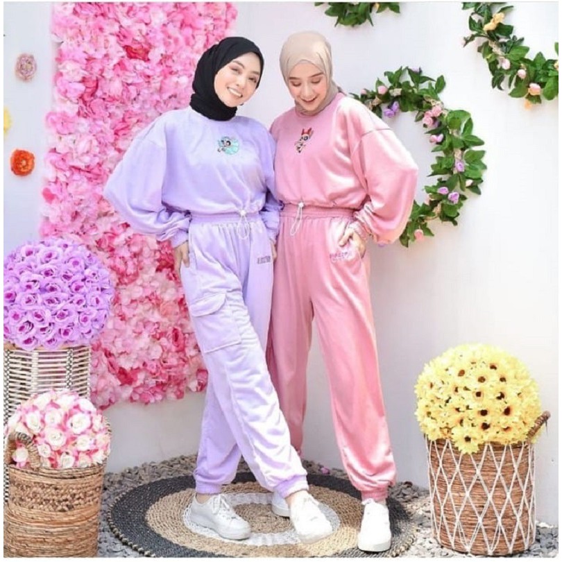 Jual [BISA COD] TERBARU POWERPUFF GIRLS SET SPORTY SETELAN SWEATER DAN ...