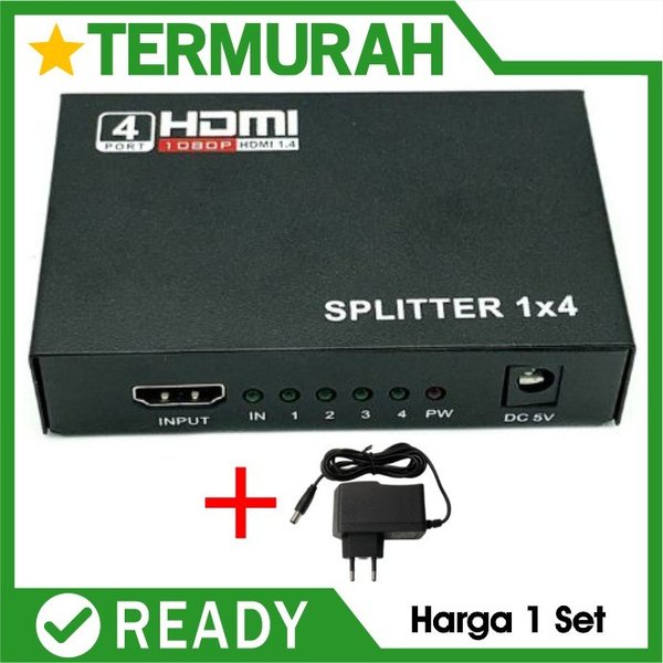 Jual HDMI SPLITTER 4 PORT 1 INPUT 4 OUTPUT SPLITER ADAPTER 4PORT FULL HD hub split repeater ...