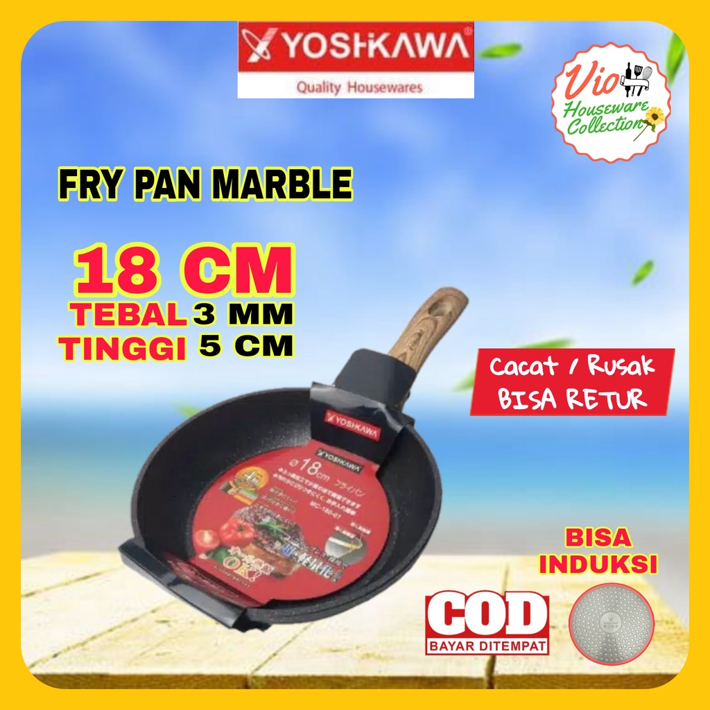 Jual Wajan Keramik Anti Lengket 18 Cm / Teflon Marble / Fry Pan Granite / Penggorengan Tanpa ...