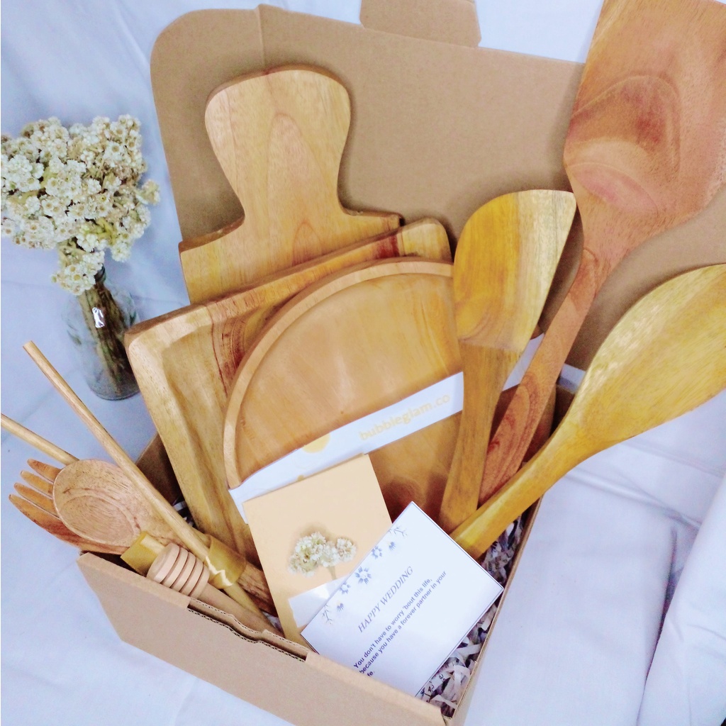 Jual hampers alat masak kayu/gift box alat masak kayu/hampers eco friendly/set alat makan/kado ...