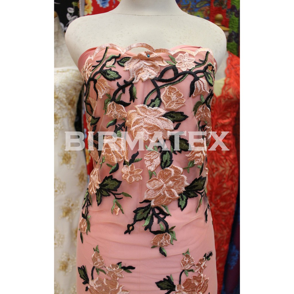 Jual Kain Tile 3 Dimensi Bunga Bordir Timbul - Birmatex | Shopee Indonesia