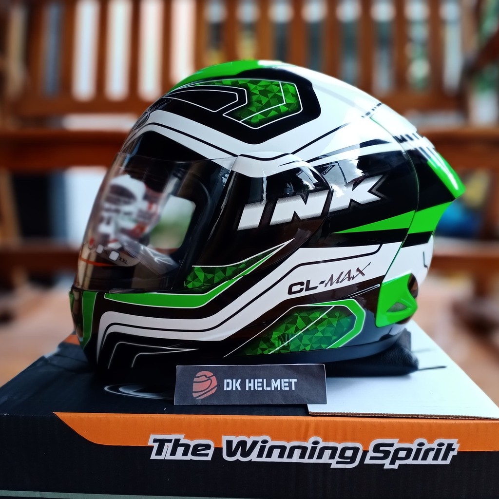 Jual Helm INK CL Max Motif Seri 5 Black White Green Fluo Full Face Warna Hijau Putih Original ...