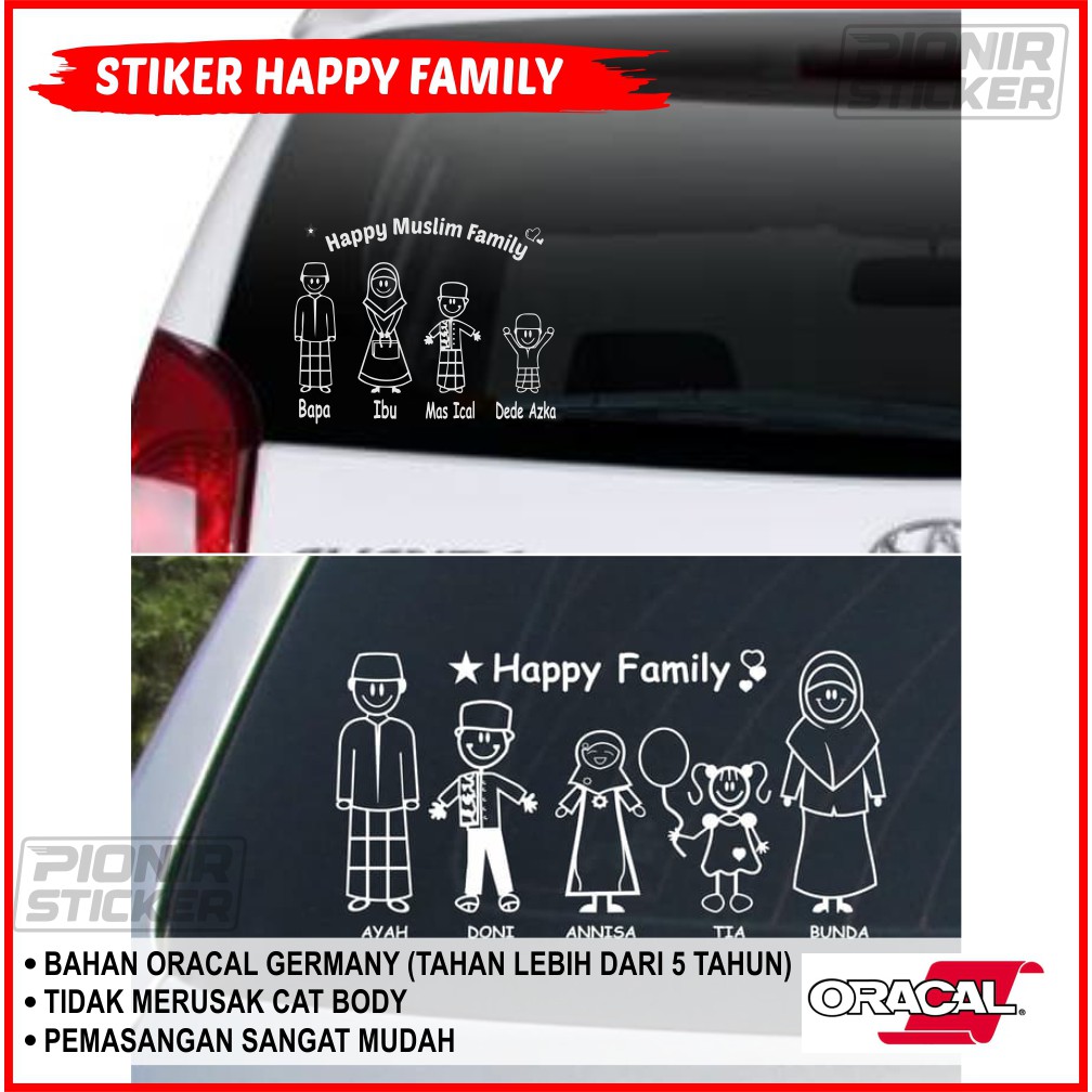 Jual Stiker Mobil Happy Family Cutting Sticker Kaca Mobil Happy Family ...
