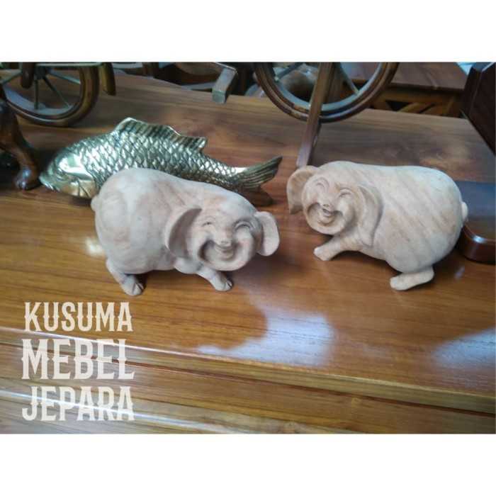 Jual Hiasan Meja Patung Babi Kayu Jati (2 Buah) | Shopee Indonesia