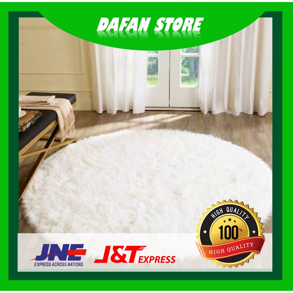Jual Karpet Bulu Putih Atau Karpet Bulat Ruang Tamu Ukuran Diameter 100 ...