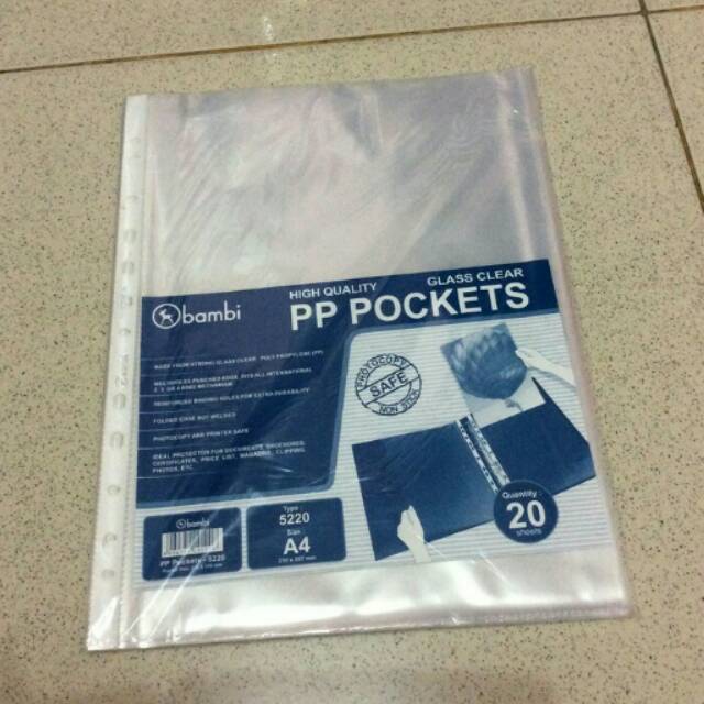 Jual (PAK) PP Pockets A4 BAMBI 5220 Isi 20 Lembar / Sheet Protector Bambi A4 | Shopee Indonesia