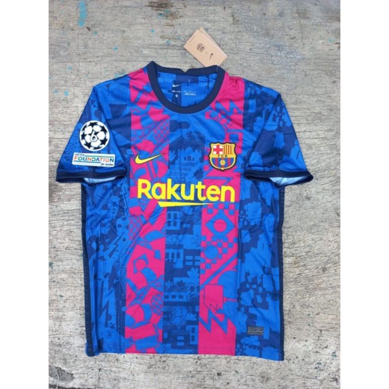Jual Jersey Bola Barcelona 3rd UCL Foundation Full Patch UCL Terbaru 2021 2022 Grade Ori ...