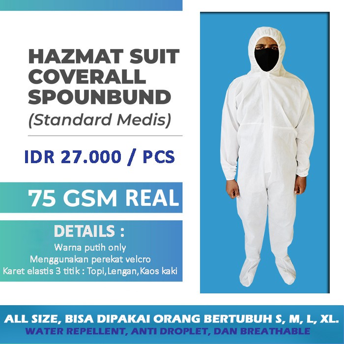Jual Baju APD Hazmat / Baju APD Coverall Termurah 75gsm | Shopee Indonesia