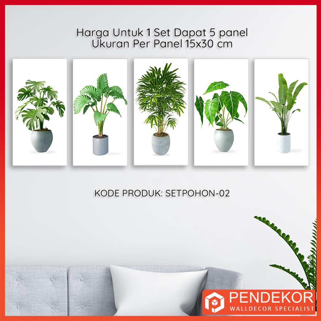 Jual Set Hiasan Dinding Motif Pohon Dapat 5 Panel Pajangan Dinding ...