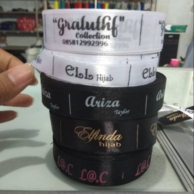 Jual label pita / sablon label pita satin 2,5 cm | Shopee Indonesia