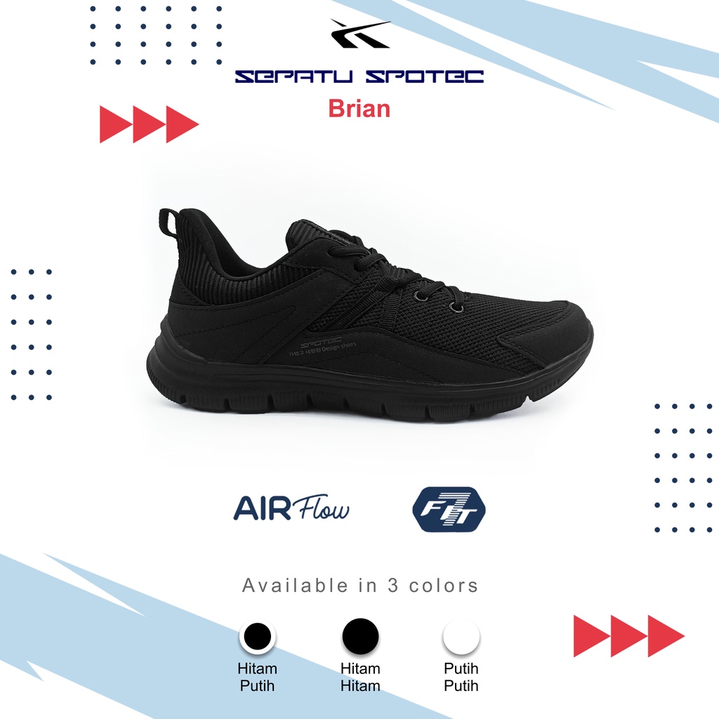 Jual SPOTEC Sepatu Sekolah BRIAN Hitam - Hitam | Shopee Indonesia