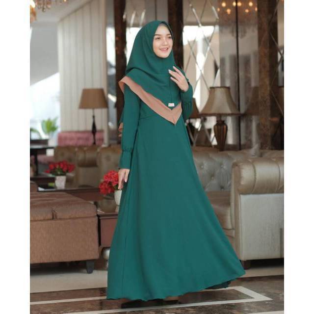 Jual ELKHADIJA Gamis Syari Sally Khimar 2 Layer KH7022K | Shopee Indonesia