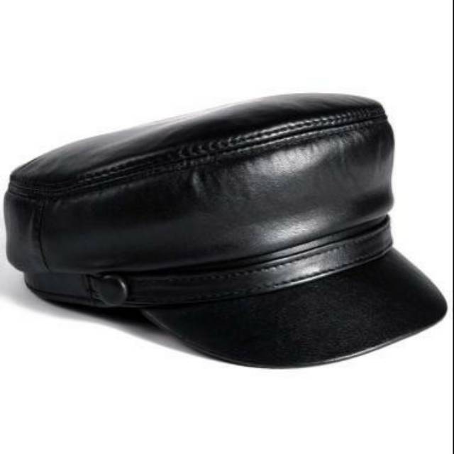Jual Topi Kapten Pilot Pelaut Polisi Nahkoda Komando Kulit Asli ...