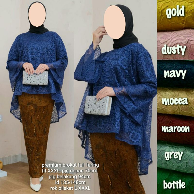 Jual Fayola Kebaya Set Brokat Modern Full Furing SUPER JUMBO LD 140 ...