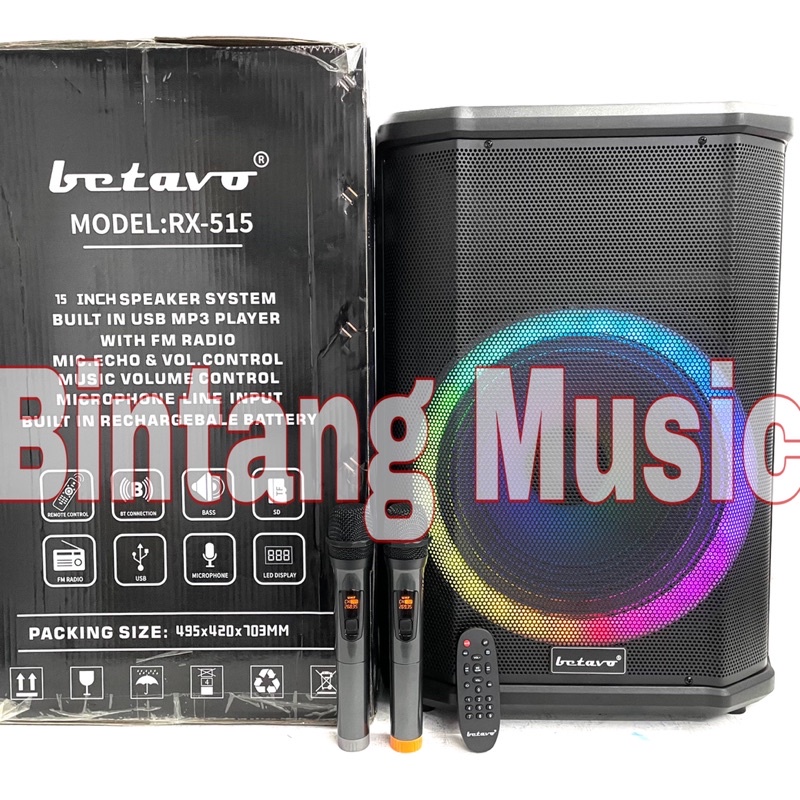Jual SPEAKER PORTABLE BETAVO RX 515 ORIGINAL Speaker Betavo rx 515 15inch | Shopee Indonesia