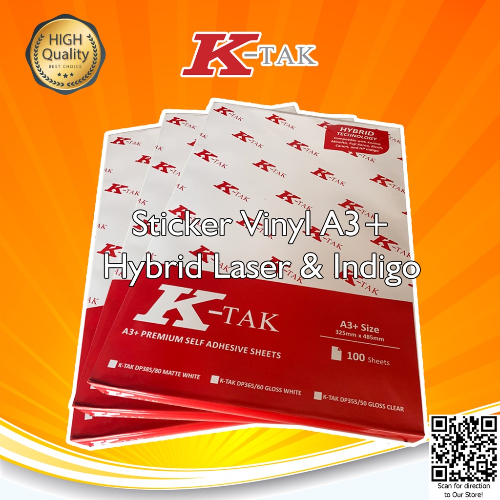 Jual Ktak Sticker Vinyl A3+ PP Film Stiker K-Tak Hybrid Laser Toner dan ...