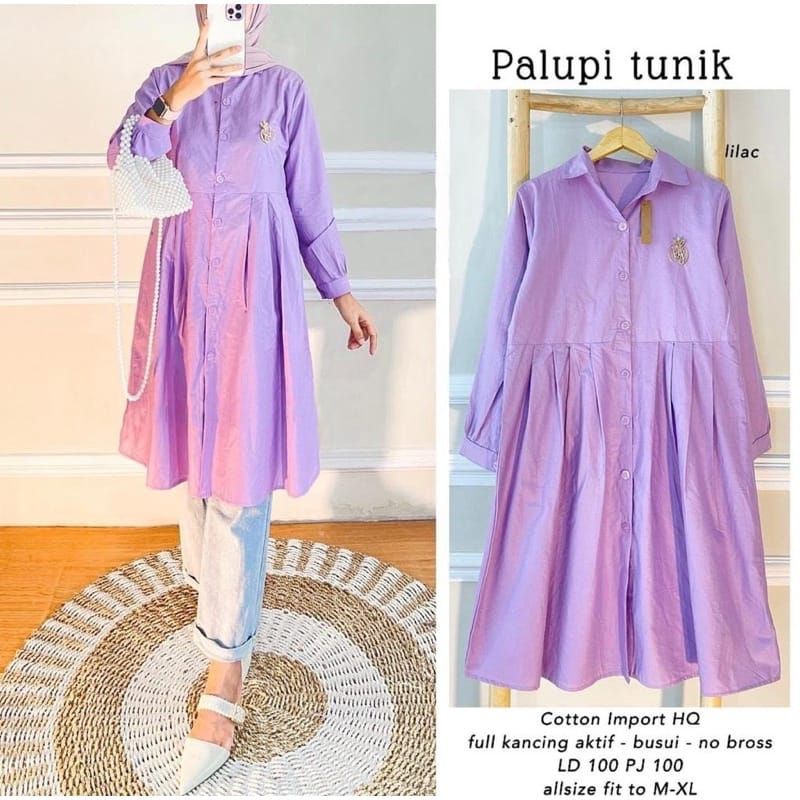 Jual LONG TUNIK FULK KANCING M L XL//PALUPI TUNIK REMPEL//TUNIK ...