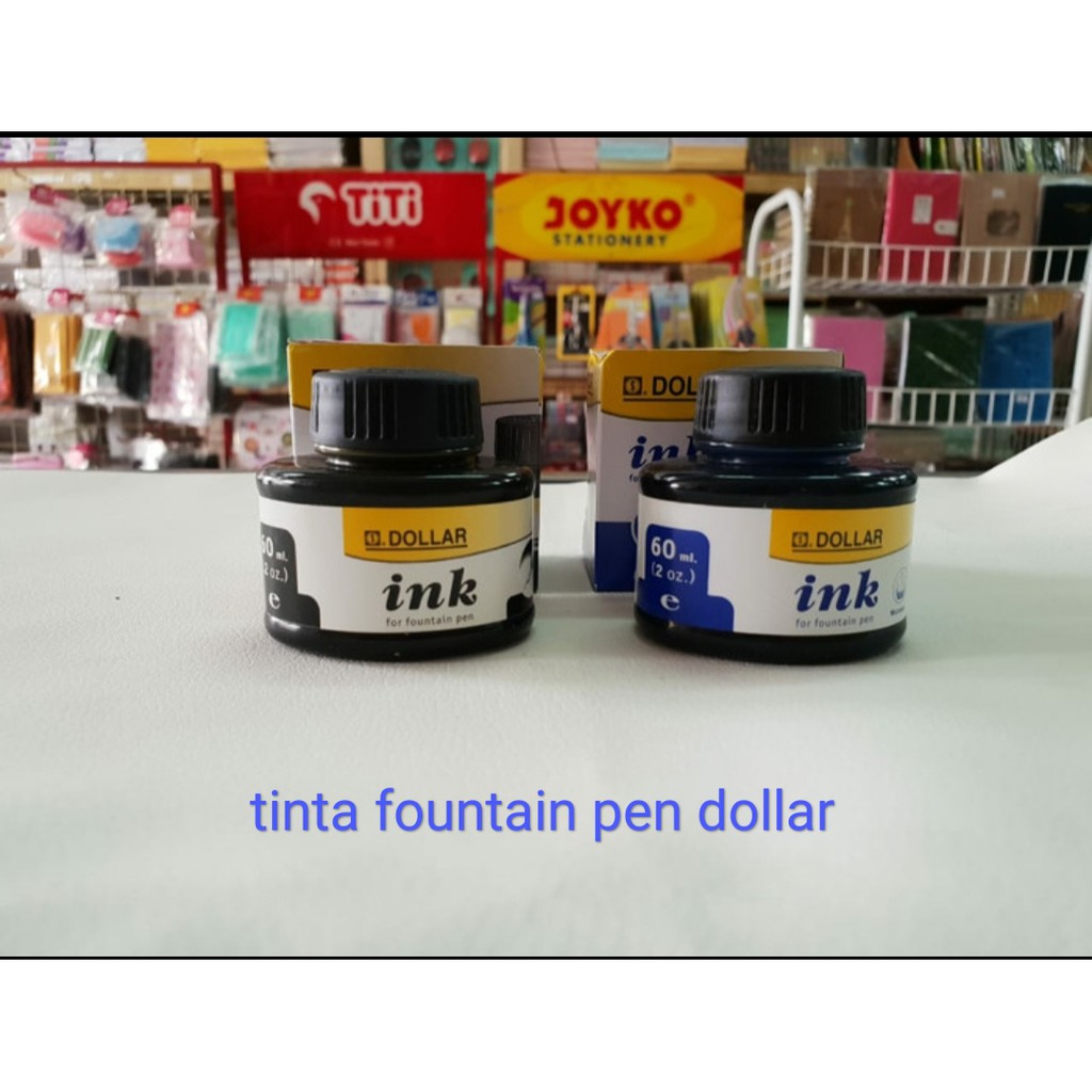 Jual tinta fountain pen dollar / hero 50 ml satuan tersedia merah biru ...