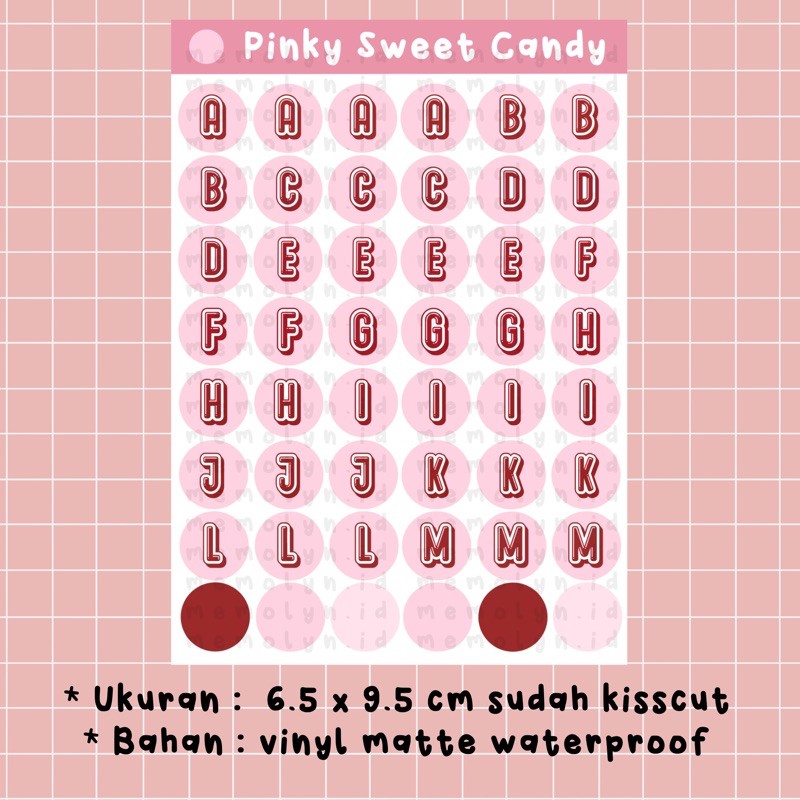 Jual [lynete.id] Pinky Candy Alphabet A-Z Stiker Huruf Dekorasi Bujo ...