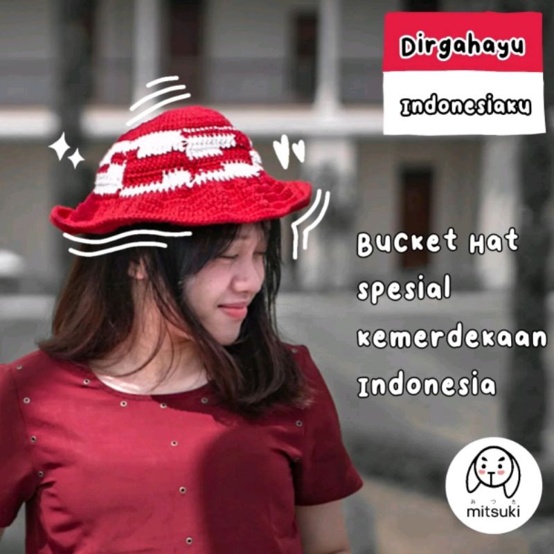 Jual Crochet bucket hat Merah Putih Spesial hari kemerdekaan | READY ...