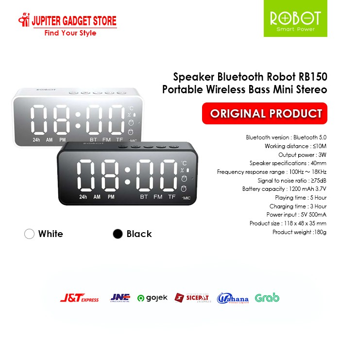 Jual Speaker Bluetooth Robot RB150 Led Alarm Clock | Shopee Indonesia