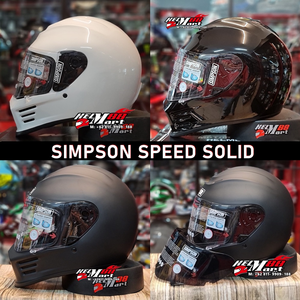 Jual SIMPSON Speed Solid Helm Simpson Full Face (BONUS VISOR SMOKE ...