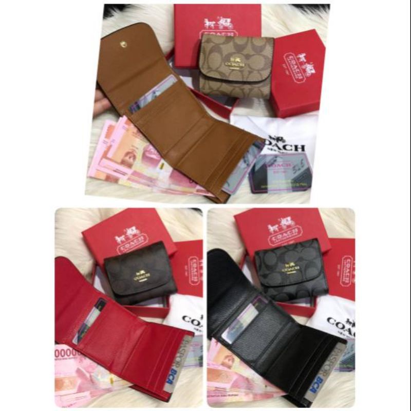 Jual Dompet coach signature/ Dompet coach lipat 3 mini coach | Shopee ...