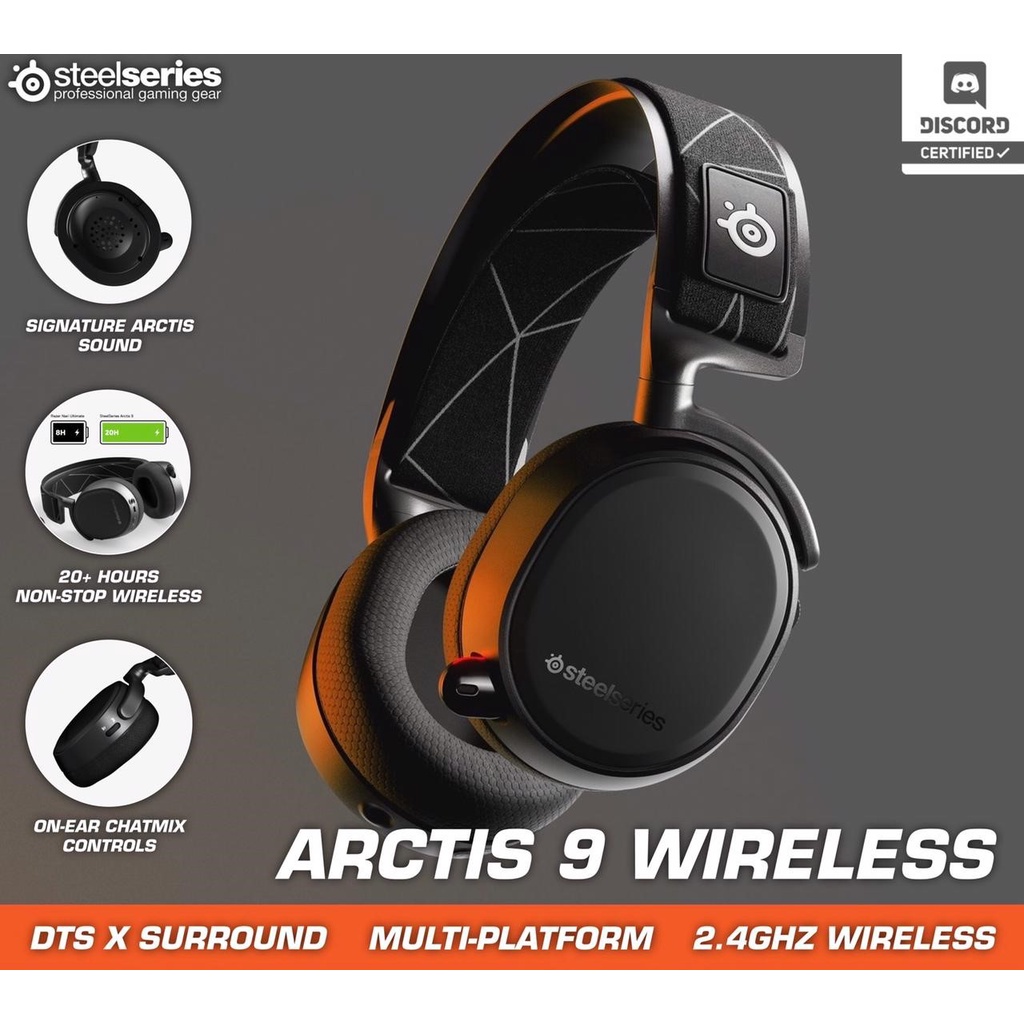 Jual STEELSERIES ARCTIS 9 WIRELESS 2.4GHZ DTS X SURROUND GAMING HEADSET | Shopee Indonesia
