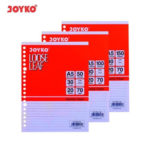 Jual LOOSE LEAF A5 GARIS JOYKO 50 SHEETS ISI BINDER REFILL 20 HOLE 70 GRAM GSM JOYCO | Shopee ...