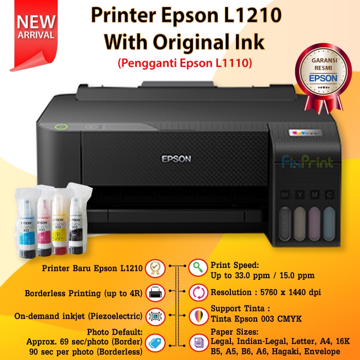 Jual Printer Epson EcoTank L1210 L 1210 New, Pengganti Epson L1110 ...