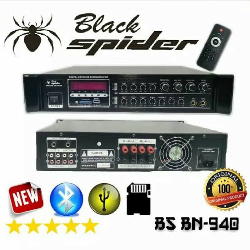 Jual POWER AMPLIFIER BLACK SPIDER BS BN 940 BLUETOOTH KARAOKE BLUETOOTH USB SD CARD DIGITAL ...