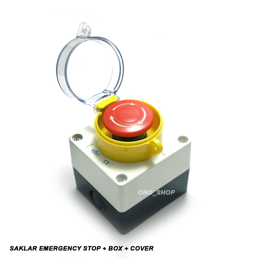 Jual Saklar Emergency Push Button + Box + Protection Cover | Shopee ...