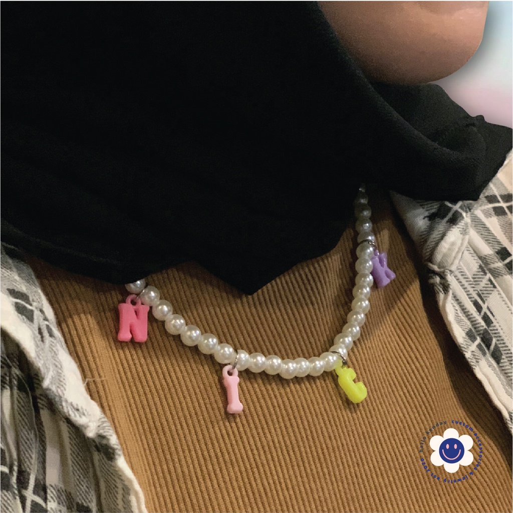 Jual NECKLACE PEARL ALPHABET / KALUNG RACHEL VENNYA / KALUNG MUTIARA ...