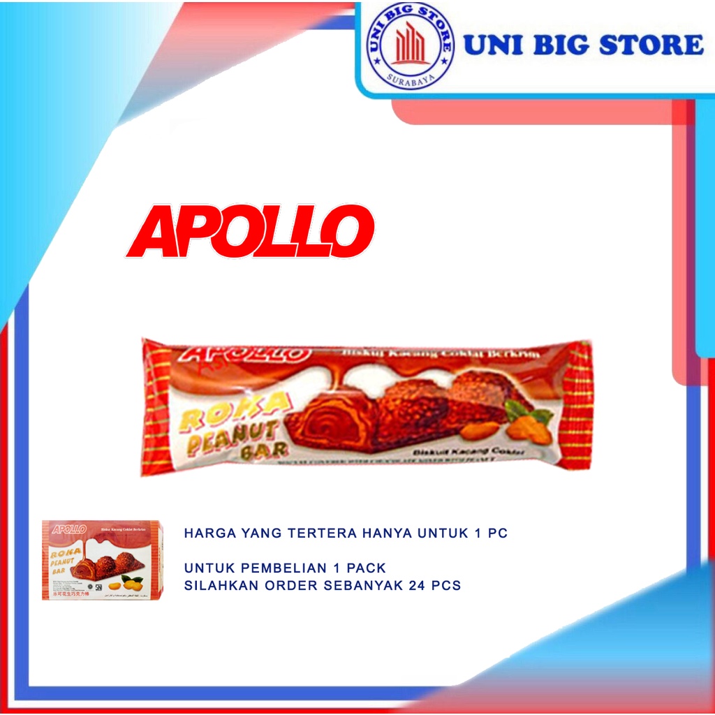 Jual Apollo Roka Peanut Bar Wafer Salut Kacang Coklat 18 gr | Shopee ...