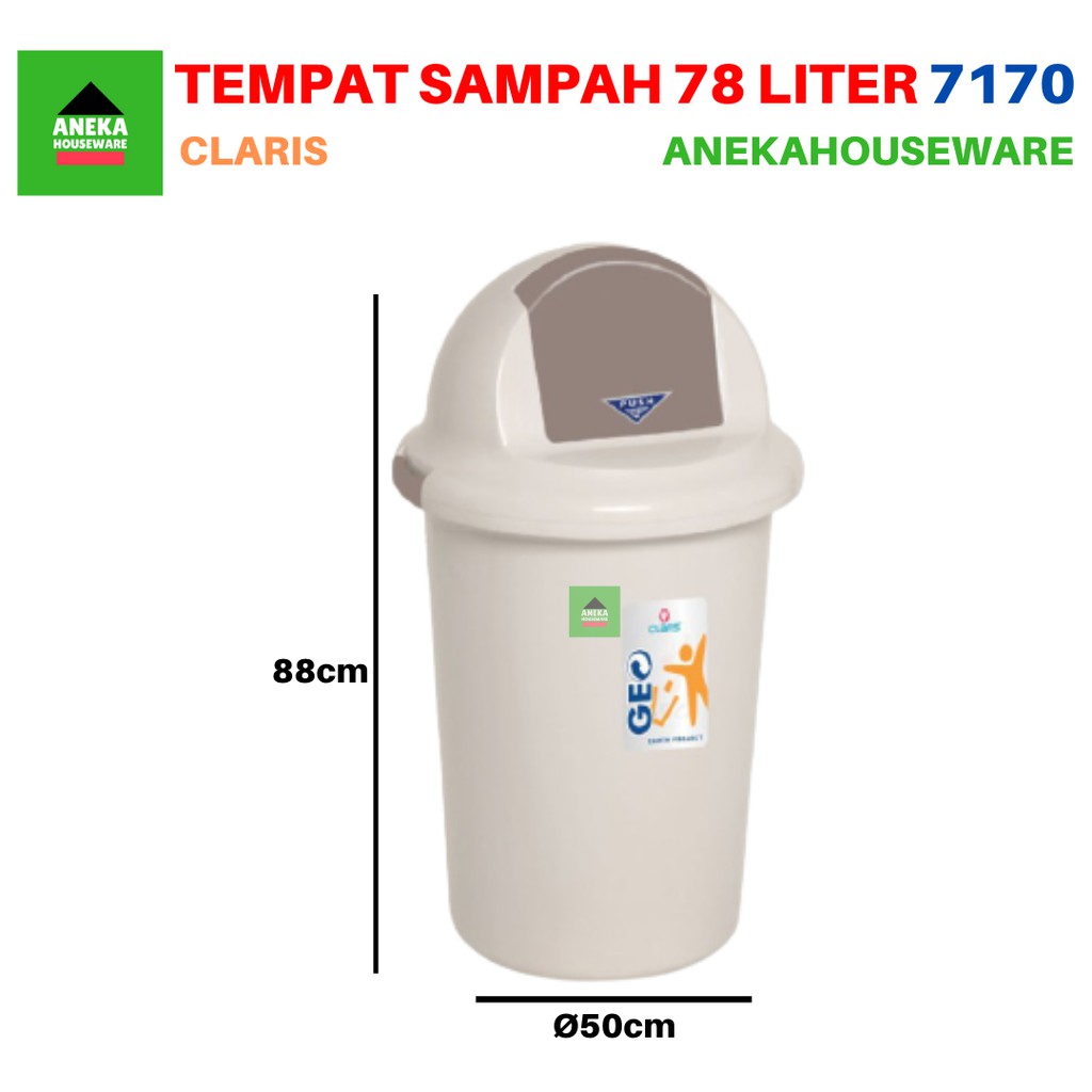 Jual Tempat Sampah Geo 78 Liter Tutup Goyang Bulat 7170 Claris | Shopee ...