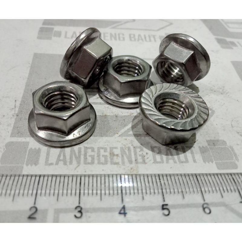 Jual Mur Flange M10 Stainless Steel / Mur Tapak Stainless Baut 14 Kasar ...