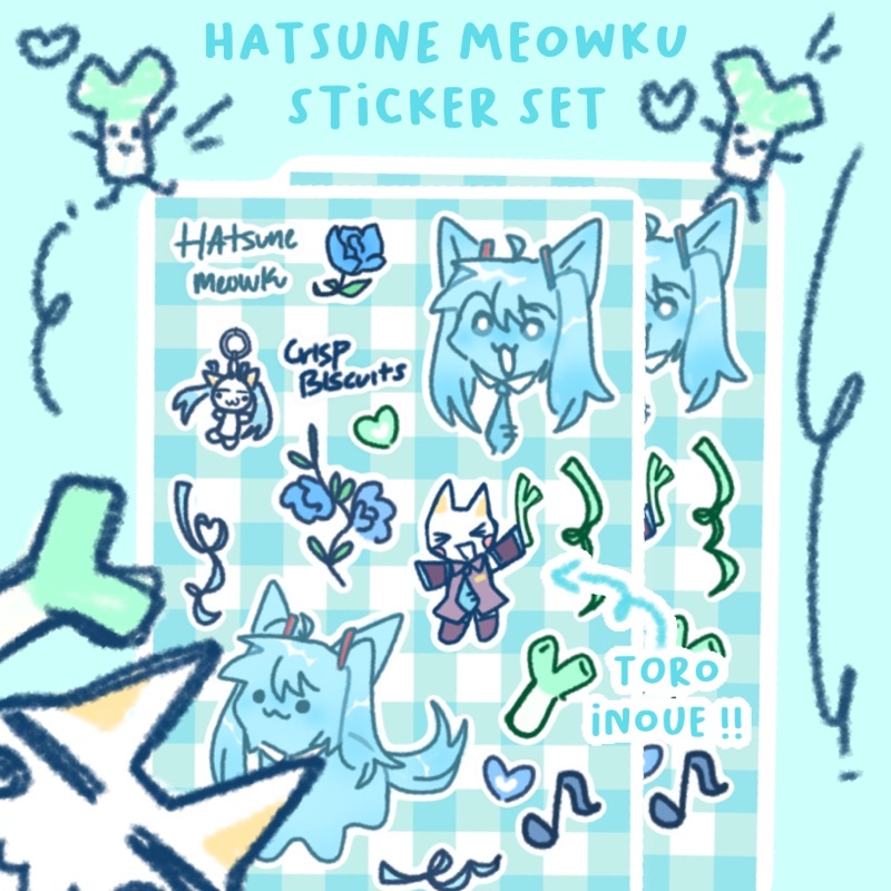 Jual [crispbiscuits] hatsune meowku | hatsune Miku cat sticker sheet ...