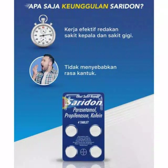 Jual Saridon - Obat Sakit Kepala (Isi 4 Tablet) | Shopee Indonesia