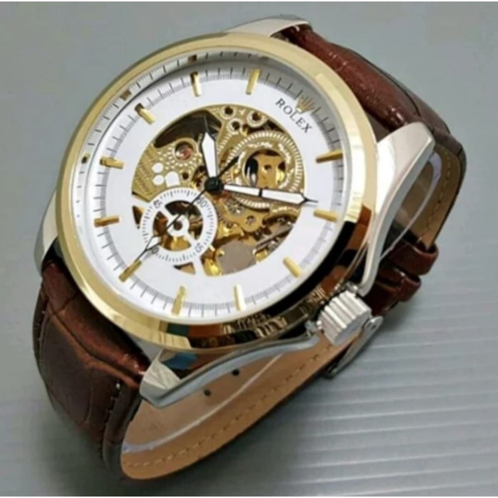 Jual NEW !!! Jam Tangan Pria Automatic Premium Rolex Tali Kulit ...