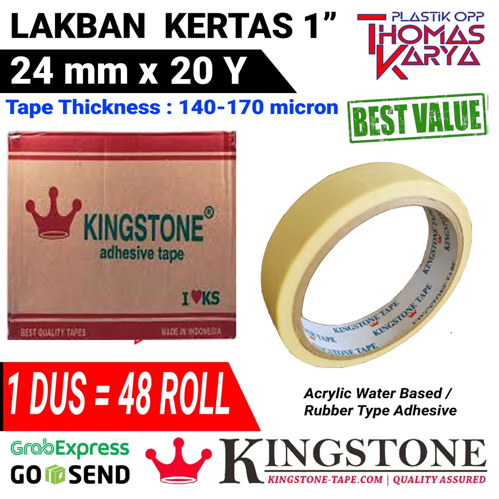 Jual BUNDLE 48 ROLL Lakban Kertas 1 Inch 1 Dus / Masking Tape 24mm x 20 ...