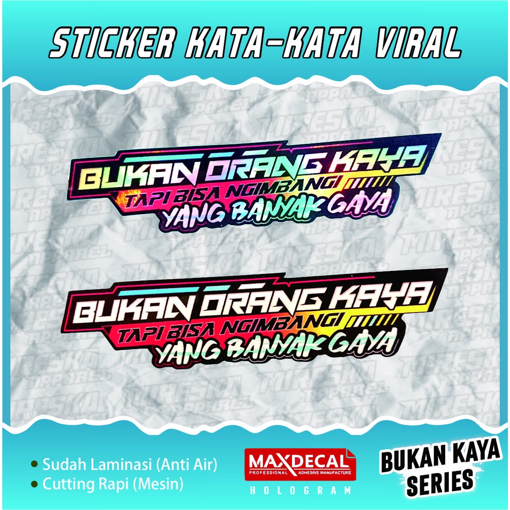 Jual TERLARIS!!! BUKAN ORANG KAYA VIRAL | STIKER HELM MOTOR CUTTING ...