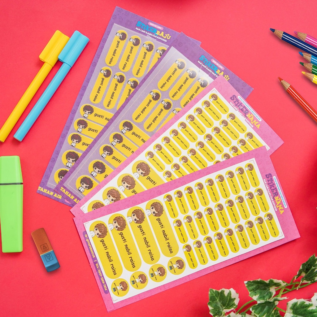 Jual 70 pcs Stiker Nama Waterproof, Sticker Printing, Label Nama Anak ...