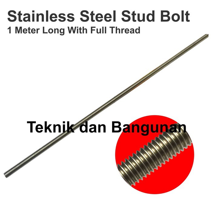 Jual Stud Bolt Stainless Steel 1/2" x 1 meter | Shopee Indonesia