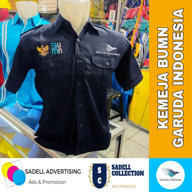 Jual Kemeja PDH Garuda Indonesia BUMN Seragam PDH Garuda Indonesia BUMN Navy Lengan Pendek Pria ...
