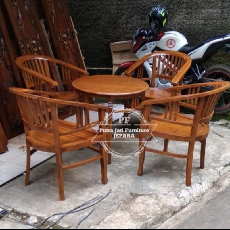 Jual Meja kursi teras ruang tamu - Meja kursi hias 4 kursi kayu jati ...